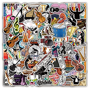 100Pcs Music Stickers for Orchestral, Violin Laptop Stickers for Kids,Musical Instrument Aesthetic Vinyl Waterproof Piano Decal Sticker for Water Bottles,Skateboard,Guitar,Gifts for Adults Teens