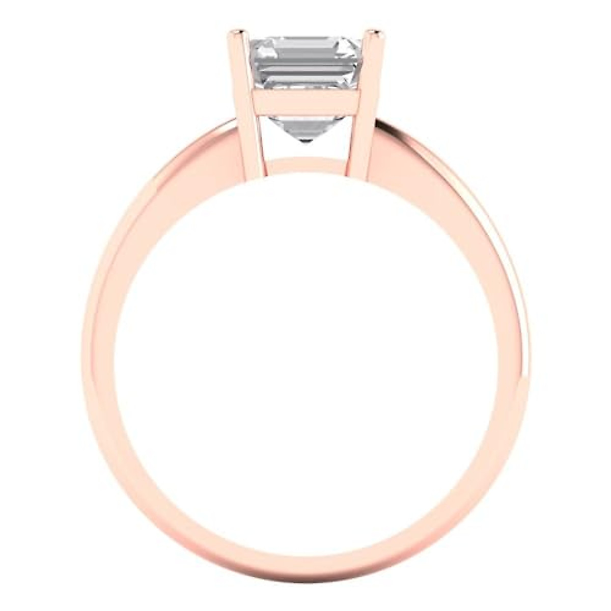 Clara Pucci 1.50 ct Asscher Cut Solitaire Moissanite Engagement Wedding Bridal Promise Anniversary Ring 18K Rose Gold Size 5.75