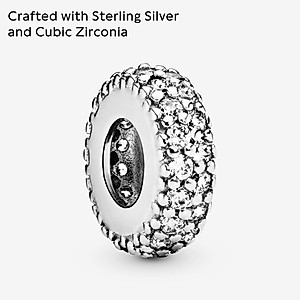 Pandora Clear Sparkle Spacer Charm Bracelet Charm Moments Bracelets - Stunning Women's Jewelry - Gift for Women in Your Life - Made with Sterling Silver & Cubic Zirconia