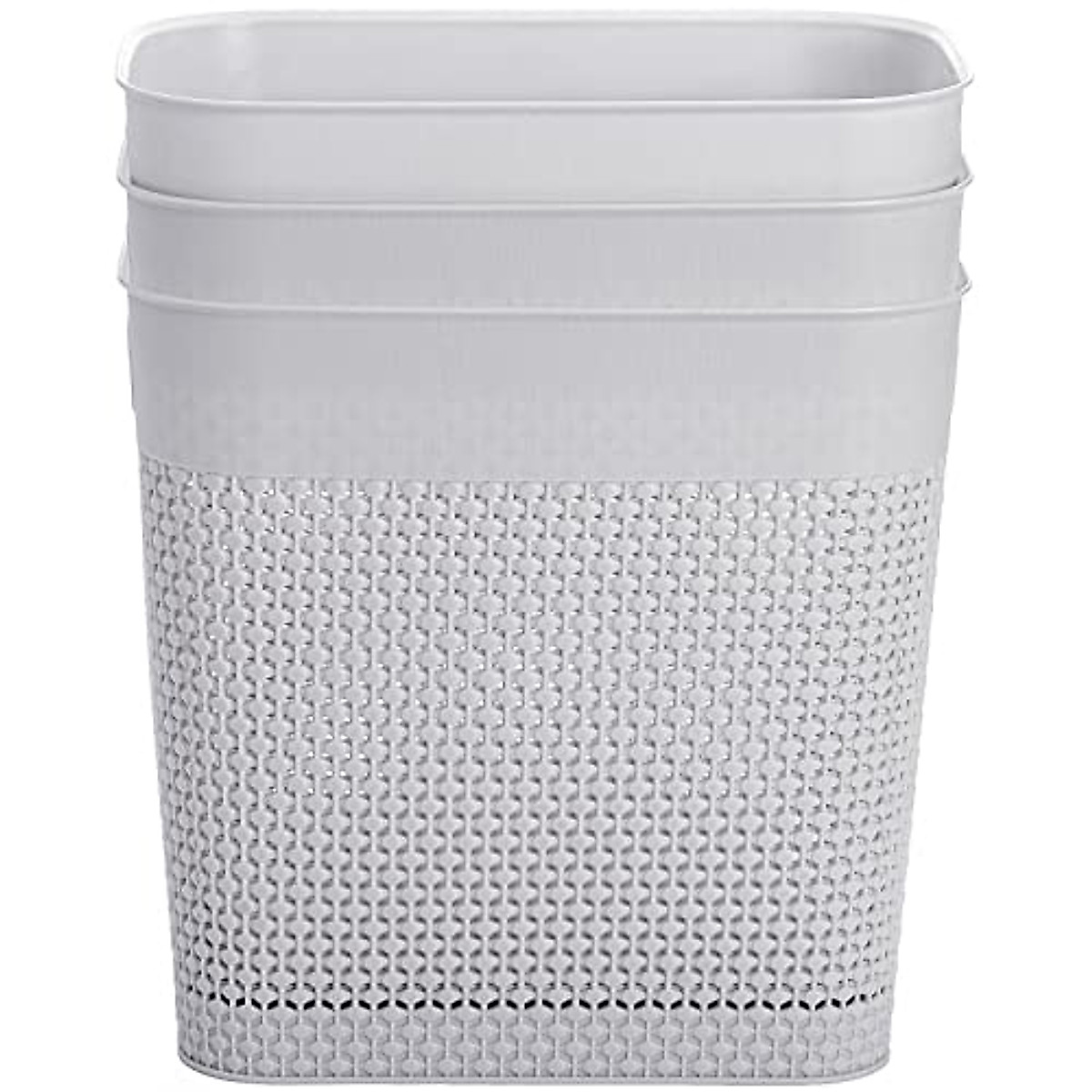 Elsjoy Set of 3 Plastic Trash Can Slim Waste Basket, 3 Gallon Garbage Can with Handles, Hollow-Out Rubbish Bin for Bathroom, Kitchen, Office, Dorm, Gray