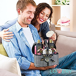 Valentines Day Home Spa Gift Basket, 8pc Bath & Body Set For Women and Men, Fresh Peony Scent - Contains Shower Gel, Bubble Bath, Lotion, Bath Salt, Body Scrub, Bath Soap, Back Scrubber & Cosmetic Bag