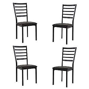 Lexicon Arin Faux Leather Metal Frame Dining Chairs (Set of 4), 19" SH, Black