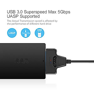 ELUTENG USB 3.0 SATA Adapter 2.5 Inch SATA to USB 3.0 Cable 22 Pin 7+15 HDD / SSD Cord Support UASP Serial ATA III Compatible for 2.5 SATA Hard Drive (USB C to SATA)