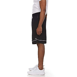 Spalding Mens Heat Performance Basketball Shorts with 10" Inseam, Black/White, L