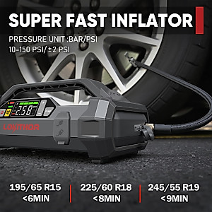 LOKITHOR JA400 1750A 12V Jump Starter with Air Compressor, 60W Two-Way Fast Charing, Lithium Car Battery Starter with 150PSI Digital Tire Inflator, Booster Pack for 7.5L Gas or 5.5L Diesel Engines