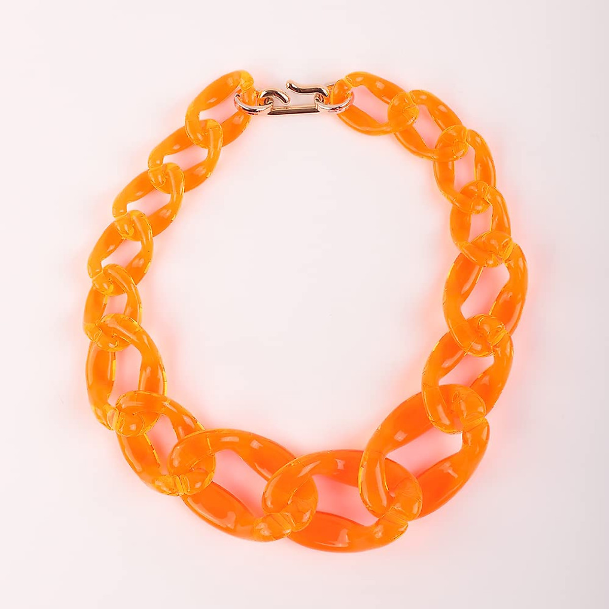Wiwpar Acrylic Choker Necklace Statement Chunky Fashion Acrylic Necklace Colorful for Women Girls (Orange)