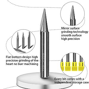 SILIVN Engraving CNC Wood Carving Router Bit 1/4 Shank 15°/20°/60°/90° Engraving Bits, 2 Flutes Straight CNC V-bit Tungsten Steel Marking Conical Engraving Router Tool