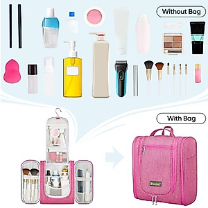BALEINE Toiletry Bag for Women and Men, Water-Resistance Cosmetic Bags Makeup Organizer for Toiletries with Hanging Hook (Large, Pink)