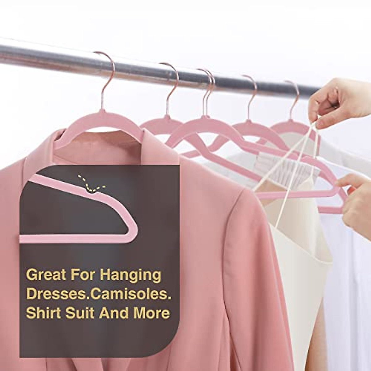 Ulimart Pink Velvet Hangers - Hangers 50 Pack - Hangers Non Slip Felt Hangers Durable Velvet Hangers Non Slip Clothes Hangers for Coats, Suit, Jackets, Pants & Dress Clothes Velvet Hangers