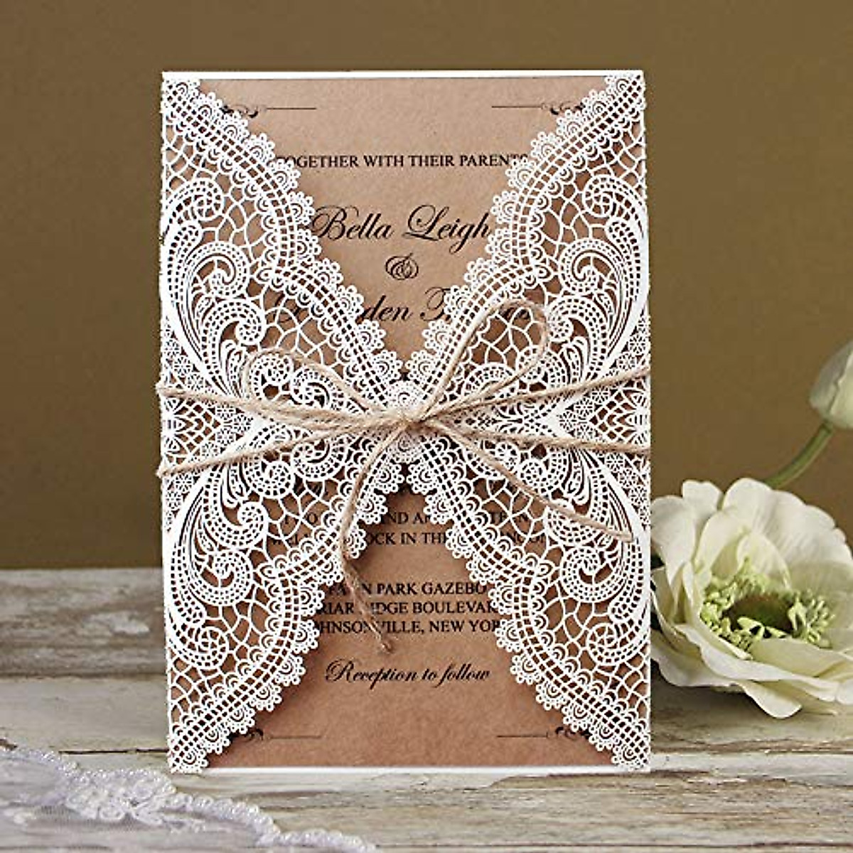 Picky Bride 25 Pcs Rustic Wedding Invitations Cards Vintage Kraft Paper Wedding Invite Cards Envelopes Included 126 x 185 mm - Set of 25 pcs (Blank Invitations)