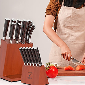 imarku Knife Set, 16PCS Professional Kitchen Knife Set with Block, Knife Sets for Kitchen with Block and Sharpener, Japan Steel Chef Knives Set for Kitchen, Ideal Gifts for Men Women