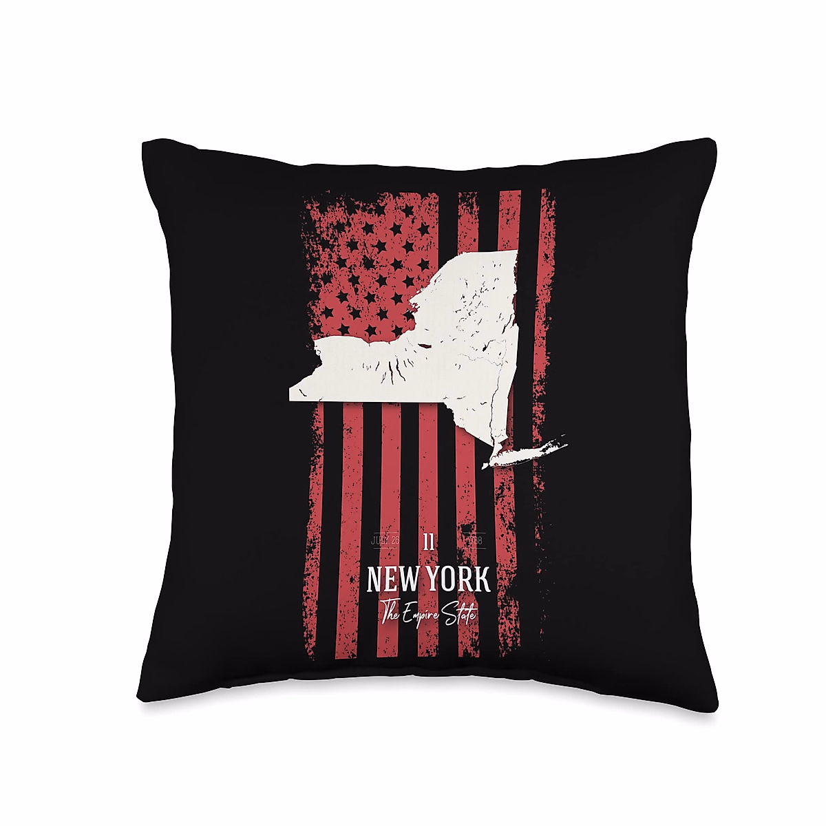 New York State Map USA Throw Pillow, 16x16, Multicolor