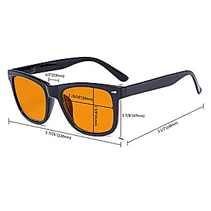 Eyekepper Large Frame Blue Blocking Glasses - Anti Digital Glare Readers with Orange Tinted Reduce Filter Lens UV Protection Computer Reading Glasses Women - Black +3.00