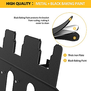 Riuog Wall Mount Bracket for DeWalt Battery and DCB112 Charger, Metal Black Rugged 4 Battery Holder and Charger Holder for Tool Room and Garage