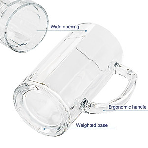 4 Pack Heavy Beer Glass Mug - 16oz Beer Mug, Large Beer Glasses with Handle, Frozen Beer Mugs For Freezer, Classic Beer Mug glasses Set Glass Steins for Bar, Beverage, Dishwasher Freezer Safe 485ML