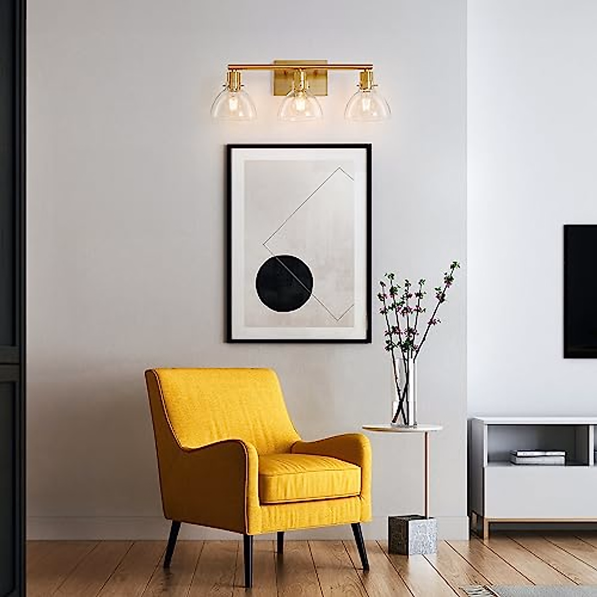 CCYCOL Gold Bathroom Light Fixtures - 3-Light Modern Bathroom Vanity Light Over Mirror with Clear Glass Shade, 22.4 Inch Bath Wall Sconce Lighting Brushed Gold Vanity Lights for Bathroom, Dressing