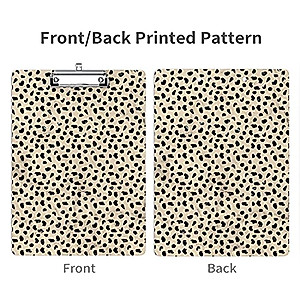 Cute Clipboard with Designs ​Wood A4 Letter Size Hardboard Office Clipboards, Retractable Hole for Hanging Decorative Clip Board - Cheetah Spots（12.4" x 8.9"）