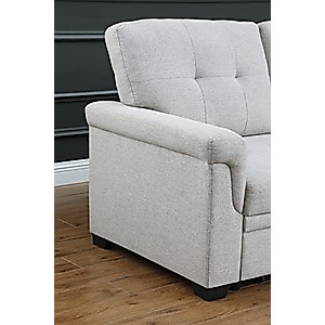 Lilola Home Hunter Light Gray Linen Reversible Sleeper Sectional Sofa with Storage Chaise