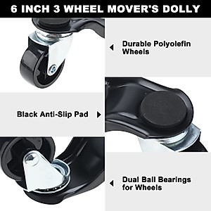 Patioer 12 Pack Steel Tri-Dolly Set, 3 Wheel Mover's Dolly for Moving Furniture, Appliance, Furniture Dolly Mover, 6 Inch