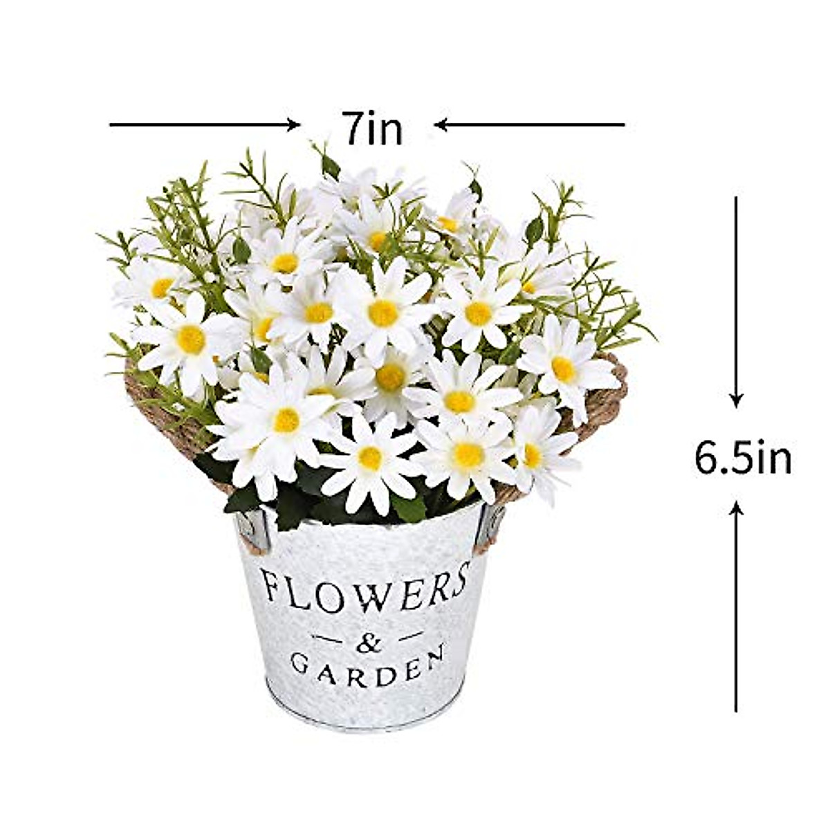 Artflower Artificial Daisy Pot Artificial Daisy Bouquet with Vase Silk Daisy Arrangements Bonsai for Home Office Wedding Party Stage Centerpieces Windowsill Decor, White