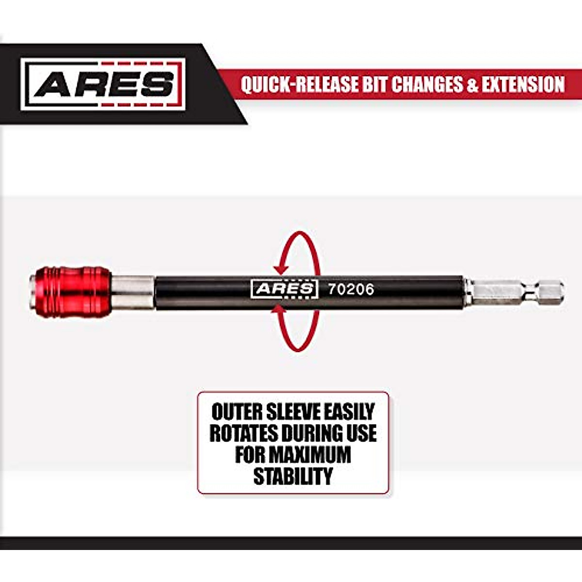 ARES 70206 - Drill Extension Bit Holder - 6-Inch Quick Release - Works With All 1/4-Inch Drive Bits - Quick Release Mechanism Makes Changing Bits a Breeze