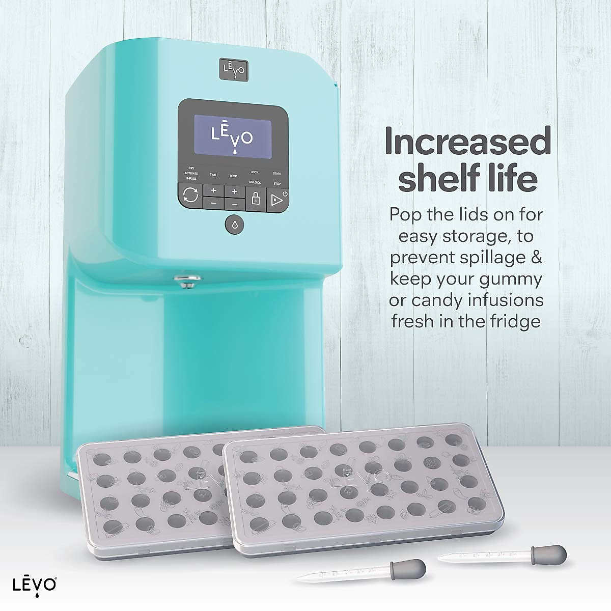 LĒVO Gummy and Candy Molds - Silicone Gummy Trays with Lids and Droppers - Set of 2 - Non-Stick Candy and Chocolate Molds - For Your LĒVO Infusion - Made from Food Grade Silicone - Tie Dye