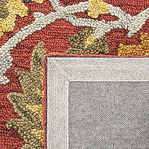 SAFAVIEH Blossom Collection Area Rug - 10' x 14', Red & Multi, Handmade French Country Floral Wool, Ideal for High Traffic Areas in Living Room, Bedroom (BLM402Q)