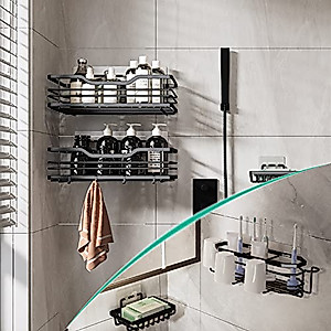JILIER Shower Caddy, Bathroom Shower Shelves Pack of 5, Bathroom Shower Storage Organizer, Adhesive Shower Shelves for Inside Shower & Kitchen Storage, No Drilling, Bathroom Shower Organizer