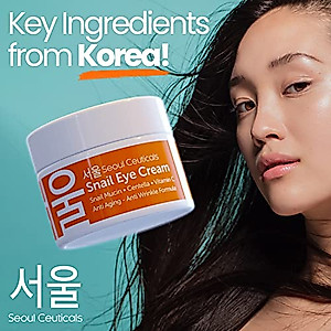 Korean Skin Care Snail Eye Cream - 97.5% Snail Mucin Korean Beauty Skincare Anti Aging Under Eye Cream With Cica Centella Asiatica - Extremely Effective Anti Wrinkle Eye Treatment Cream 0.5oz