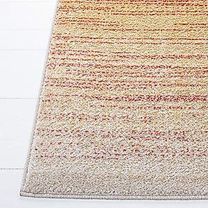 SAFAVIEH Adirondack Collection 8' x 10' Orange / Red ADR142P Modern Ombre Non-Shedding Living Room Bedroom Dining Home Office Area Rug