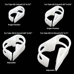 Kyuionty 1/4" - 1/2" Plastic Tubing Clamps Adjustable Tube Clamp, Laboratory Pinch Valve Flow Control Hose Clamp - Pack of 5 White