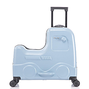 DOWELLIT 22" Kid Ride on Luggage,Child Travel Luggage with Wheels Carry On Suitcase with Password Lock, Rideable Rolling Luggage for Girls/Boys,Blue