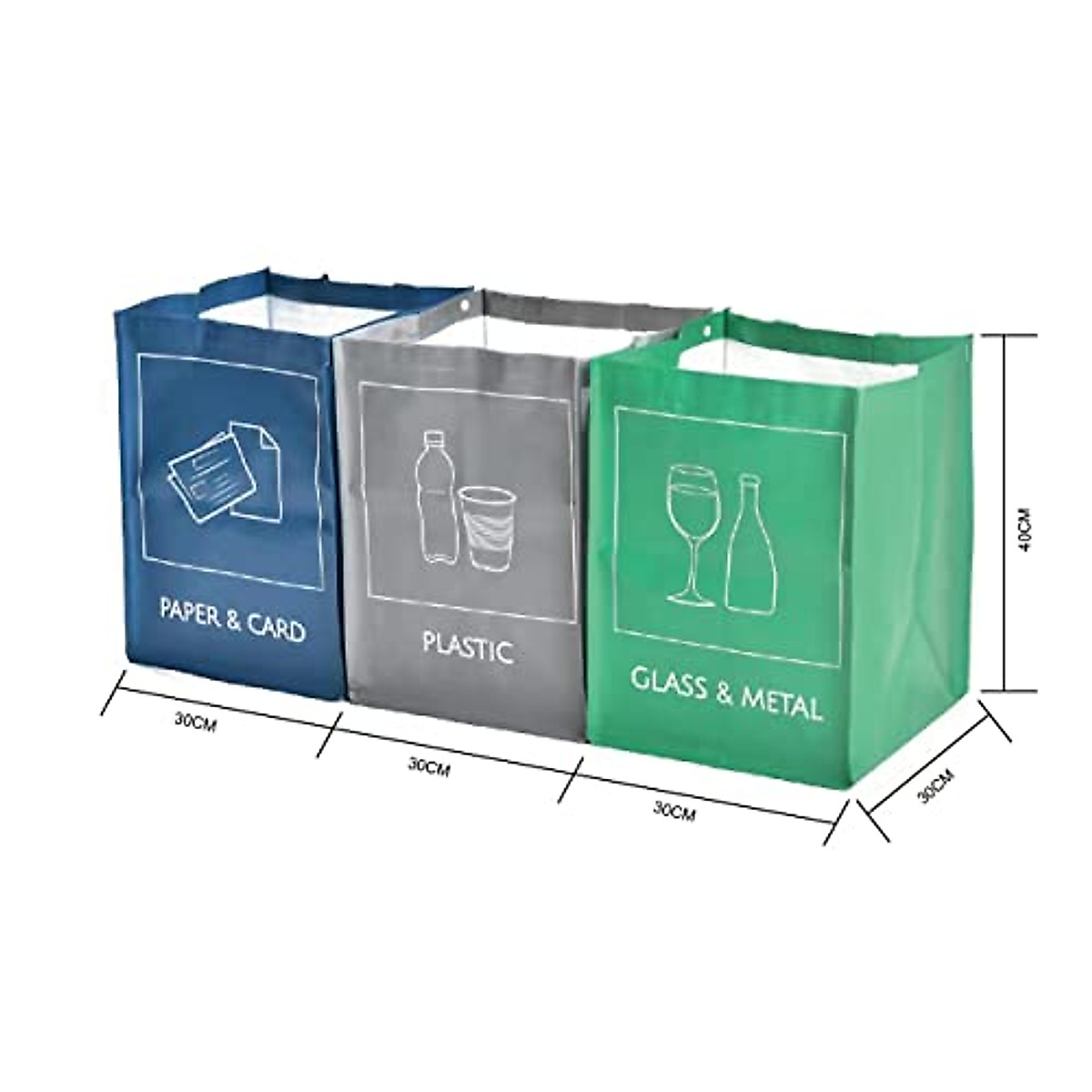YOUNG DA Reusable Recycle Bin Bags, Separate Recycling Trash Bins Box for Home Kitchen Garden, Recyclable Waste Sorting Organizer Waterproof Compartment Container(3pcs)