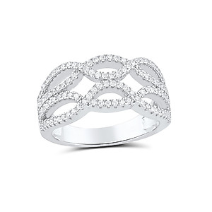 SILVERCLOSEOUT Rhodium Plated Sterling Silver Womens Cz Cubic Zirconia Stackable Braid Ring - Size 11