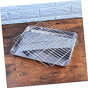 2Pcs stainless steel drainer cookie tray cooling rack with pan baking pan with cooling rack Baking Pan Tray Baking Rack wire Baking Mat deep roasting pan tattoo oven drying tray