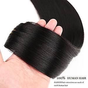 Clip In Extensions Human Hair,Double Weft Remy Hair 70g 7pcs Silky Straight 12 Inches #1B Natural Black Clip in Hair Extensions
