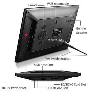 8 inch Digital Photo Frame & Multimedia Player - Display Videos & Photos & Set Music to Play. Includes 4GB Internal Storage, SD Card & USB Connections, & a Variety of Transition Effects