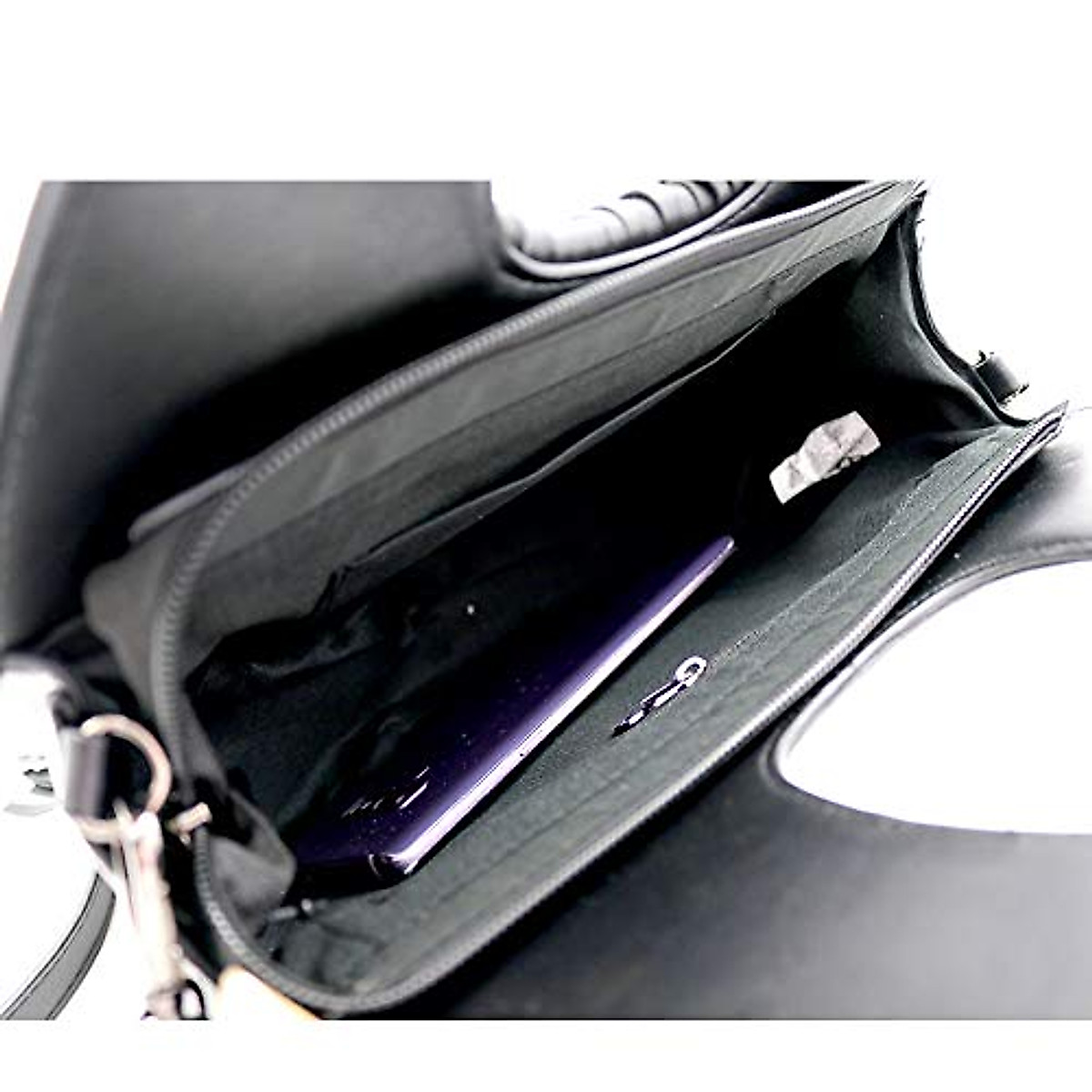 Snake Print Fringed Cut-out Handle 2-Way Medium Satchel Bag Purse Clutch Crossbody (Dark Silver Hardware - Black)