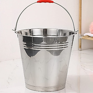 Tofficu Stainless Steel Milk Bucket with Lid Handle, Milk Pail Bucket Milk Can Tote Jug Ranch Milking Bucket Livestock Care Supplies 22CM