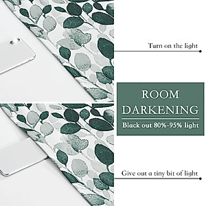 KGORGE Herb Foliage Pattern Curtains, Lighten up Indoor Space Room Darkening Window Curtain Set for Dining Area/Farmhouse, W 52" x L 84" per Panel, 2 Pcs, Green-Blue