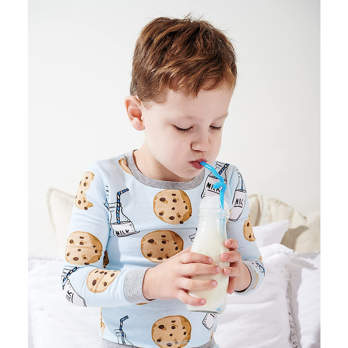 Mud Pie Baby Boys' Milk and Cookies Pajama Set, Blue, 12-18, 12 Months-18 Months