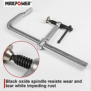 MAXPOWER Heavy Duty F Clamp 12-Inch x 4-3/4-Inch Throat (300 x 120mm Throat),Pack of 2