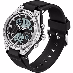 findtime Black Watches for Women Digital 5Bar Waterproof Sports LED Backlight Wrist Watch Colorful Strap Analog Alarm