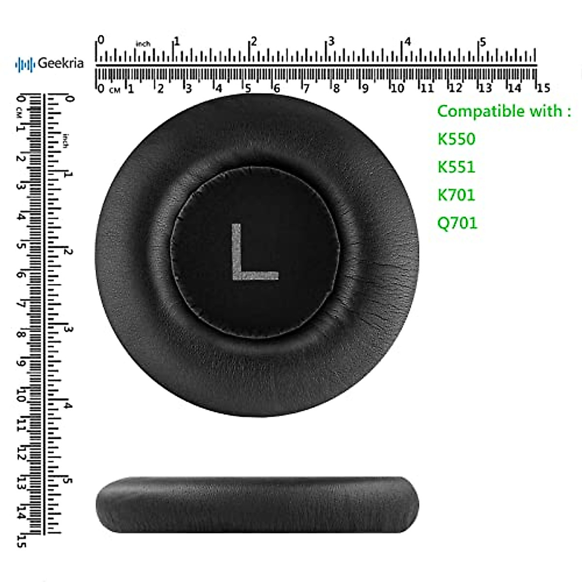 Geekria QuickFit Replacement Ear Pads for AKG K550, K551, K553 MKII Headphones Earpads, Headset Ear Cushion Repair Parts (Black)