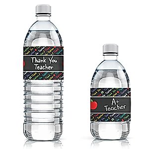 Thank You Teacher Water Bottle Labels - Teacher Appreciation - 24 Stickers