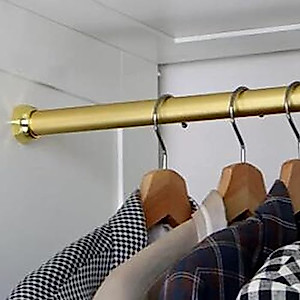 RENLXFI Hanger Bar Wall Mount, Aluminum Alloy Round Closet Rod for Bathroom Wardrobes Windows Balcony, Clothing Garment Rail, with end Supports (Size : 30cm/11.8in)