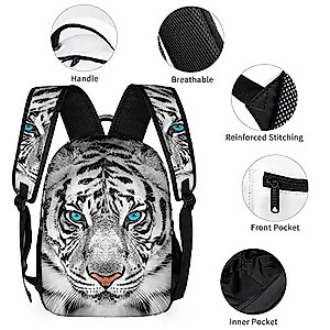 DTCCET White Tiger Backpack, Stylish Shoulders Backpack Classic Tiger Daypack with Multiple Pockets, Lightweight Laptop Bag (White Tiger)