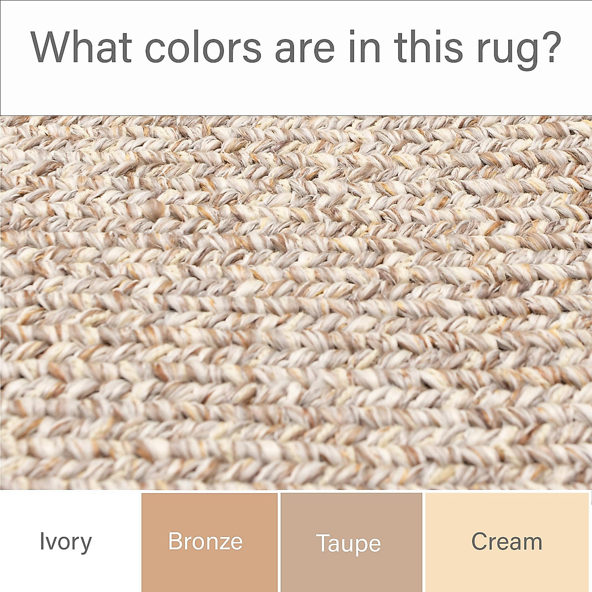 Super Area Rugs Rustic Farmhouse Living Indoor/Outdoor Reversible Braided Rug - Made in USA - Beige Mix 8' X 11' Oval