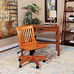 BOWERY HILL Traditional Solid Wood Armless Office Chair in Medium Brown