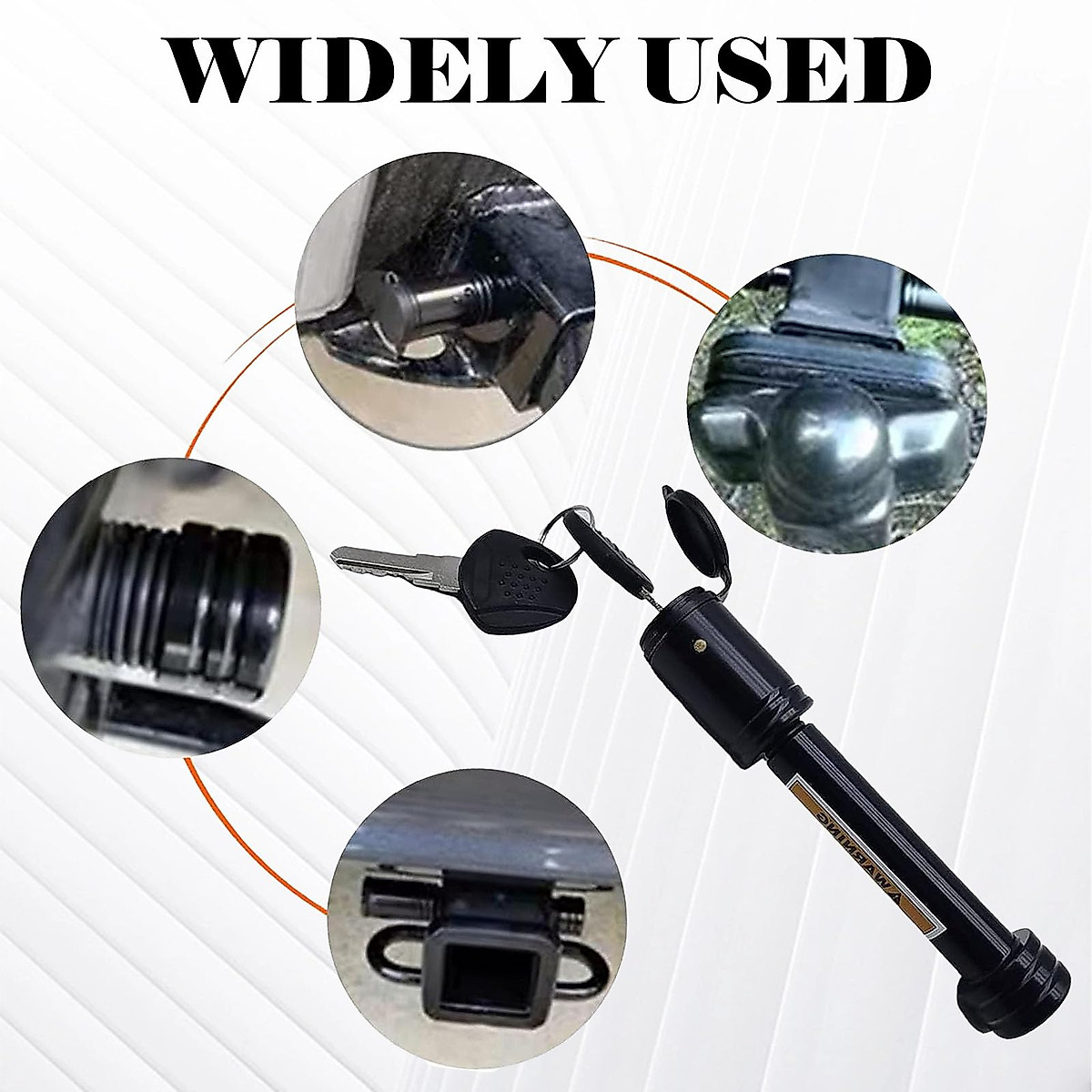 UGSHY 1 PC Trailer Hitch Lock, Pin Diameter 5/8" Fits 2" Receiver, Anti-Theft Locking Hitch Trailer Lock with Key, Universal for Most Trailer, Truck, RV Accessories (Black)